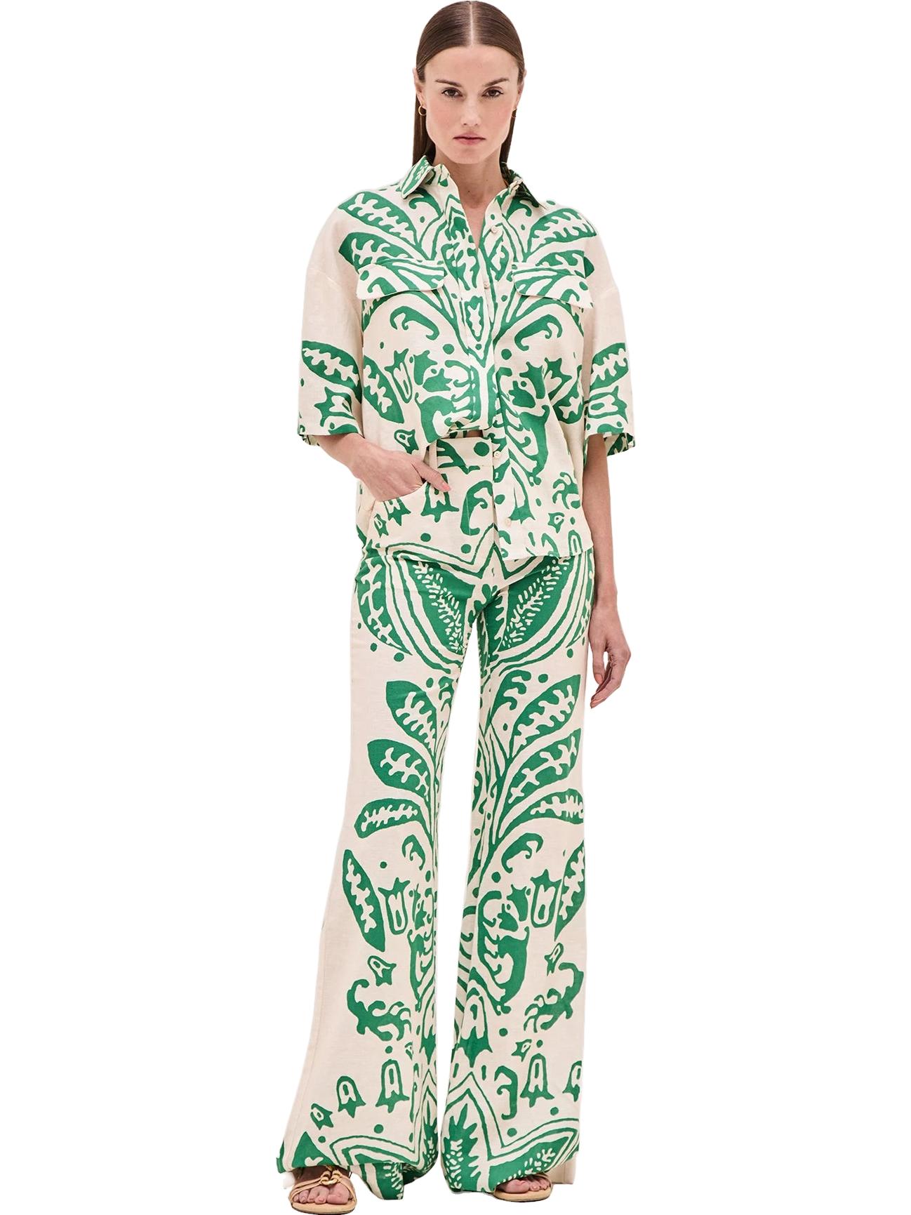 ALEXIS Alexis Davi Printed Cotton-Linen Blend Pants